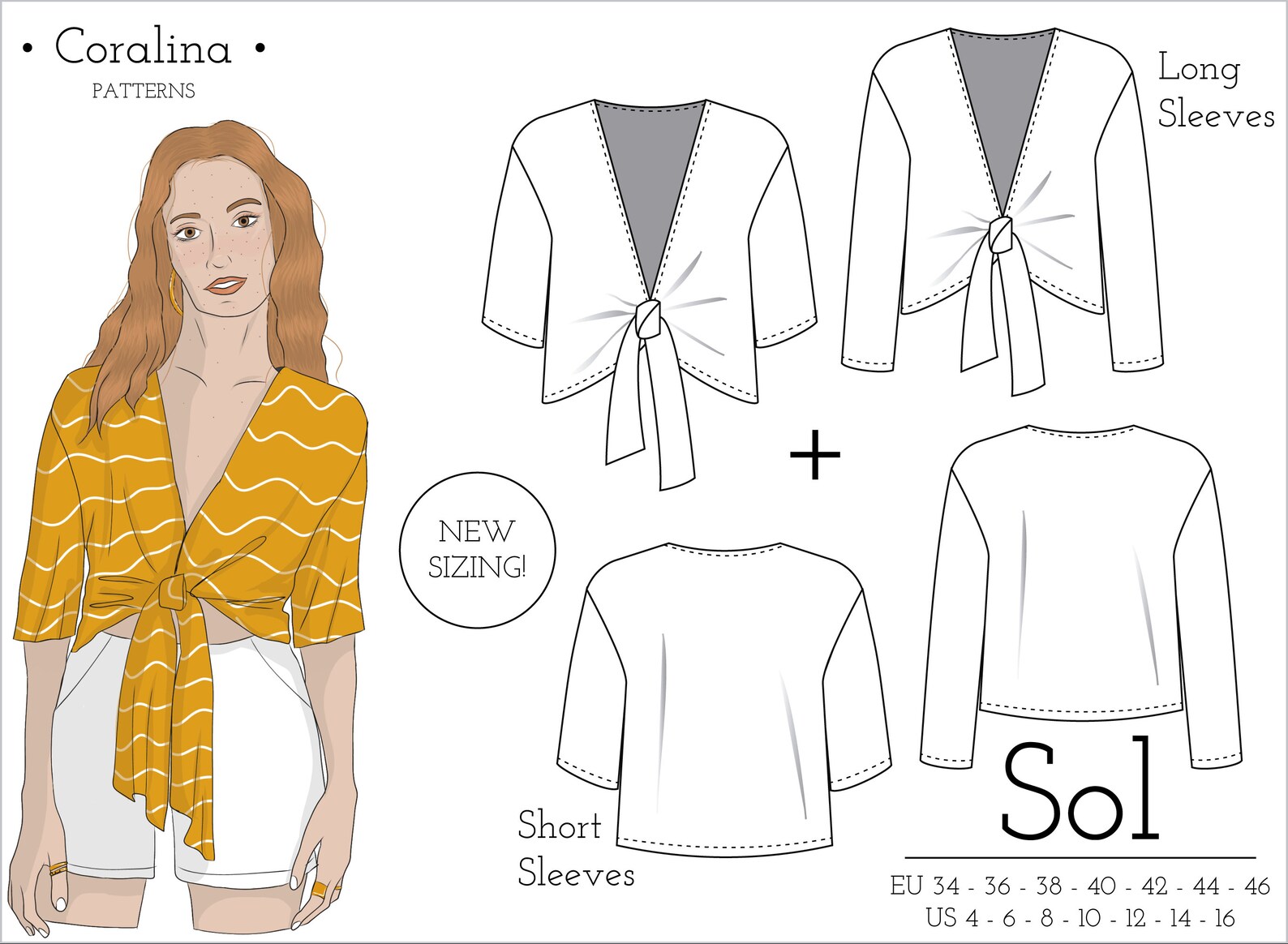 Tie-front Top PDF Sewing Pattern Sizes 4-16 EU 34-46 - Etsy Canada