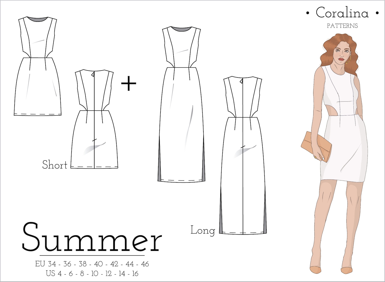 Cut Out Dress PDF Sewing Pattern Sizes 4-16 EU 34-46 Two - Etsy