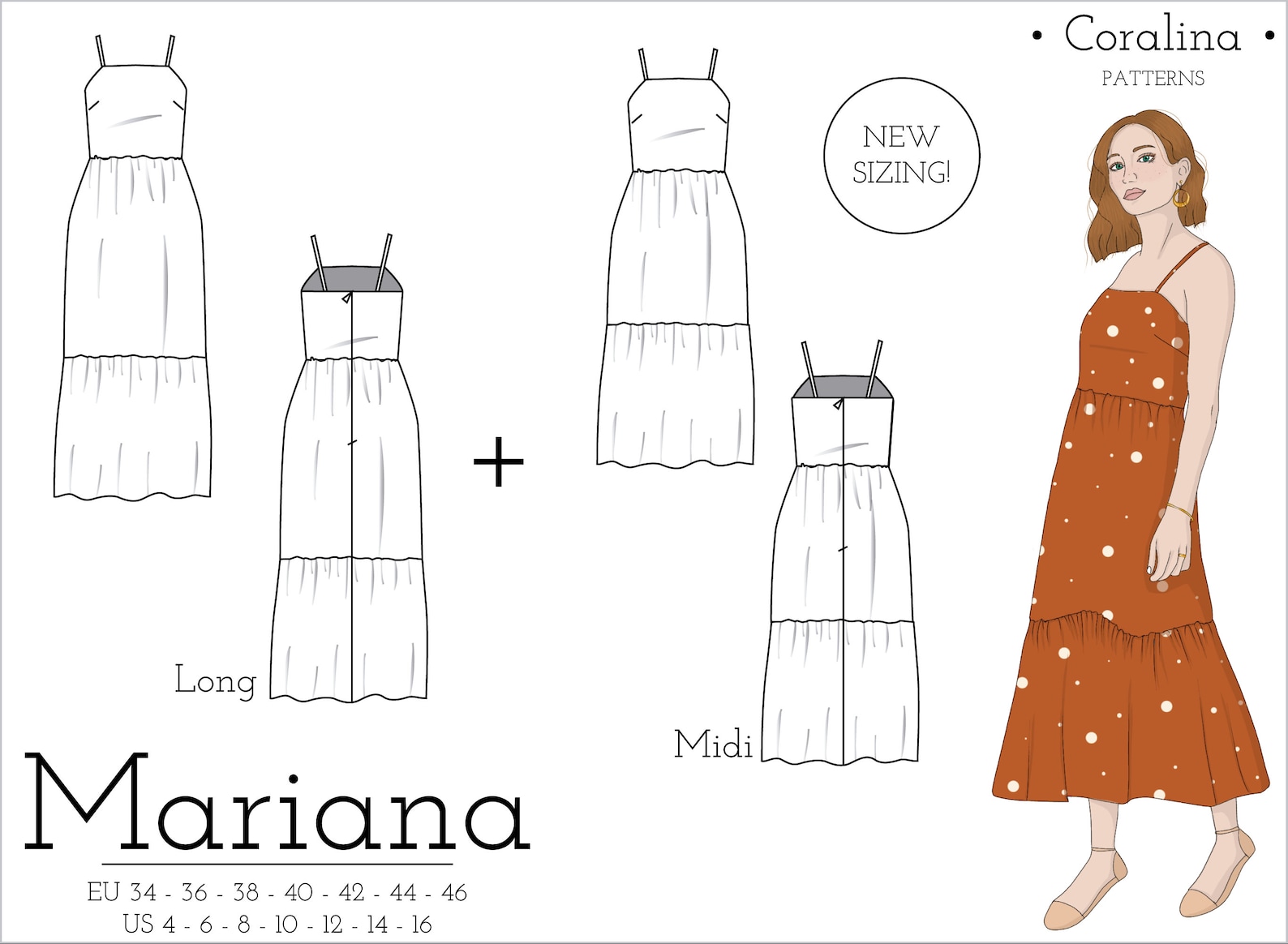 Spaghetti Strap Dress PDF Sewing Pattern Tiered Dress - Etsy