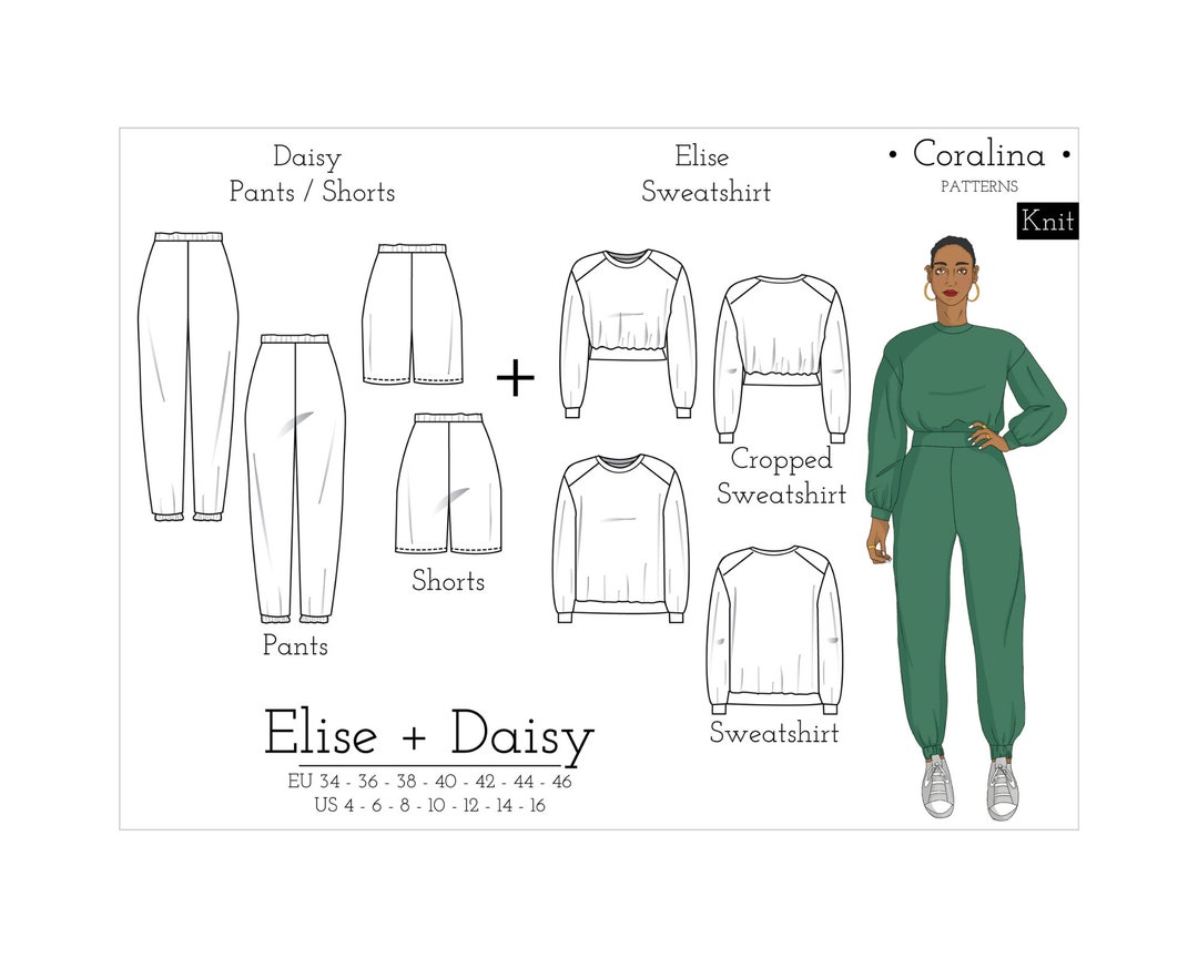 Simple Sweatshirt + Easy Sweatpants PDF Sewing Patterns | Sizes 4-16 ...