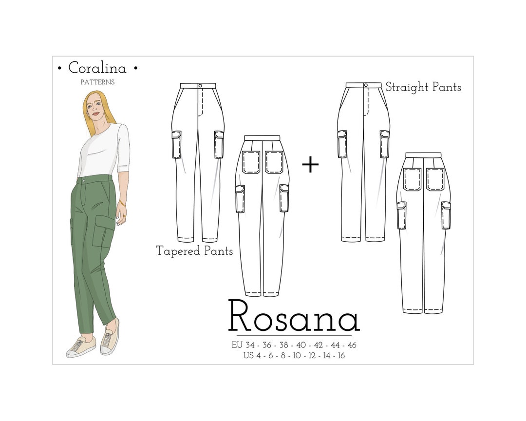 Cargo Pants PDF Sewing Pattern | Two Style Options | Sizes 4-16 (EU 34 ...