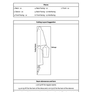 Deep V Back Dress With Long Sleeves PDF Sewing Pattern | Sizes 4-16 (EU ...