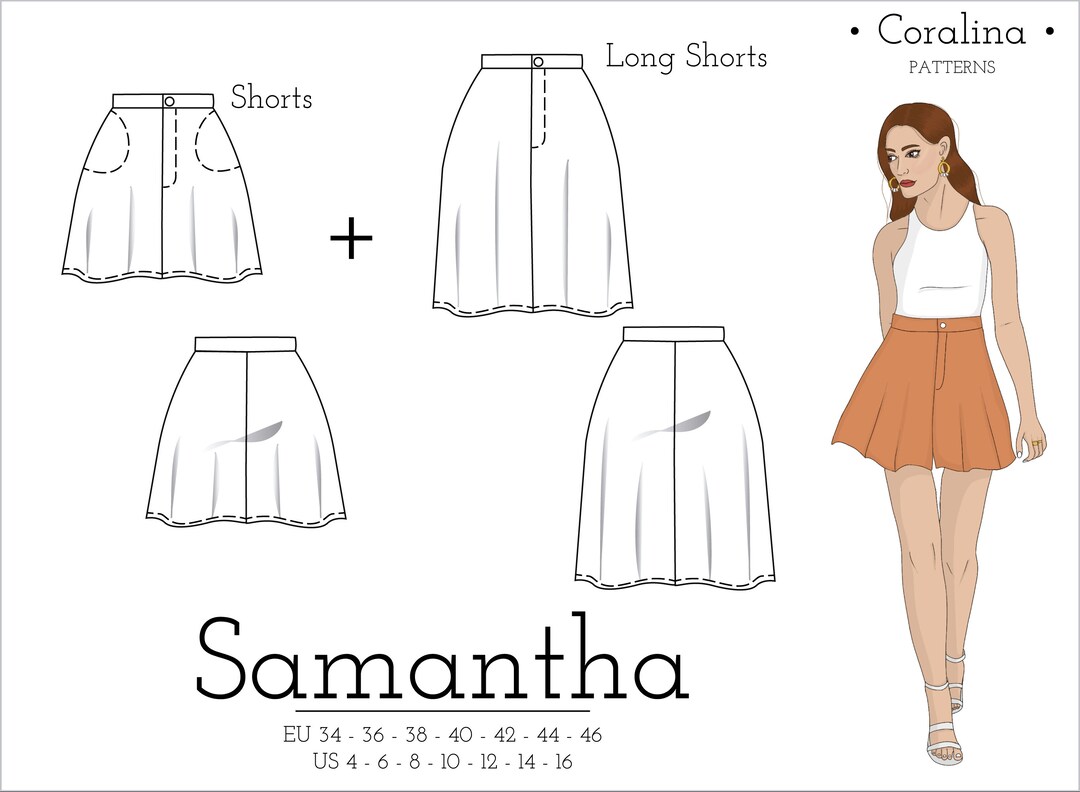 Flared Shorts With Optional Inseam Pockets PDF Sewing Pattern - Etsy