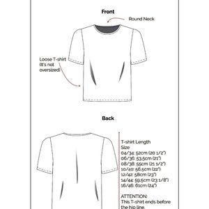 Loose Basic T-shirt PDF Sewing Pattern | Sizes 4-16 (EU 34-46 ...