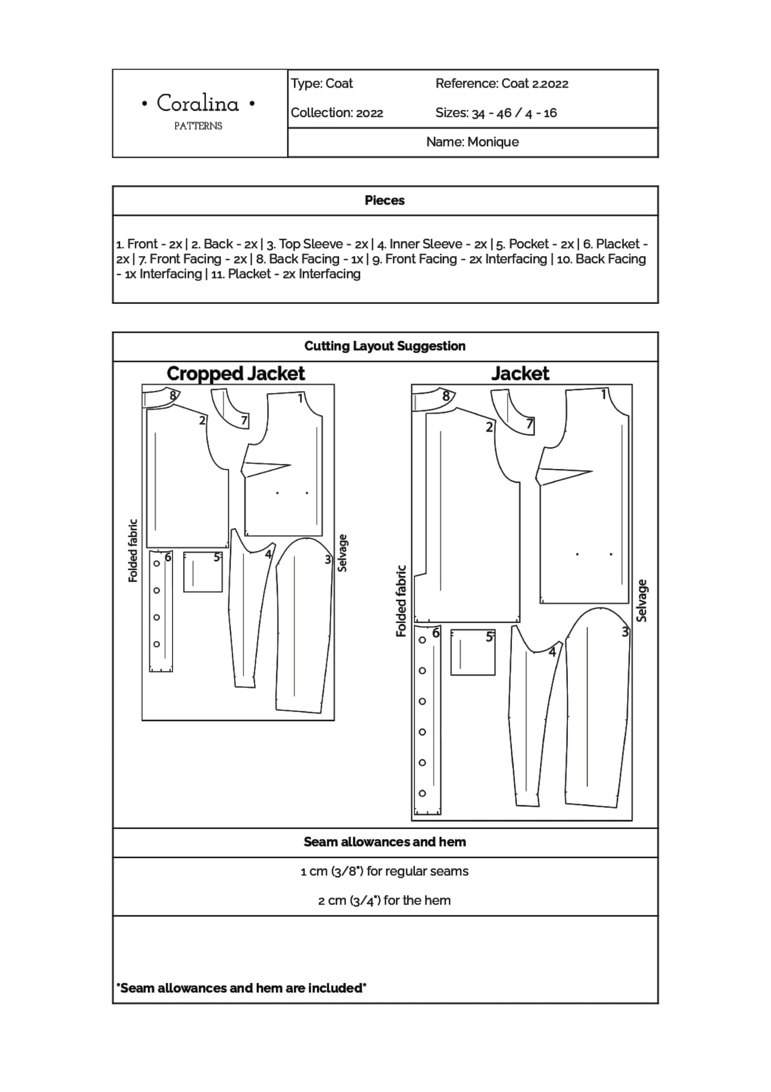 Tweed Jacket PDF Sewing Pattern Boxy Jacket Pattern Sizes - Etsy