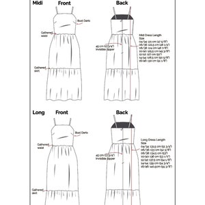 Spaghetti Strap Dress PDF Sewing Pattern | Tiered Dress Pattern | Sizes ...