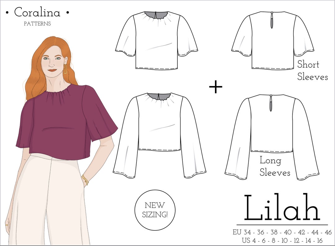 Gathered Neck Blouse PDF Sewing Pattern Sizes 4-16 EU - Etsy