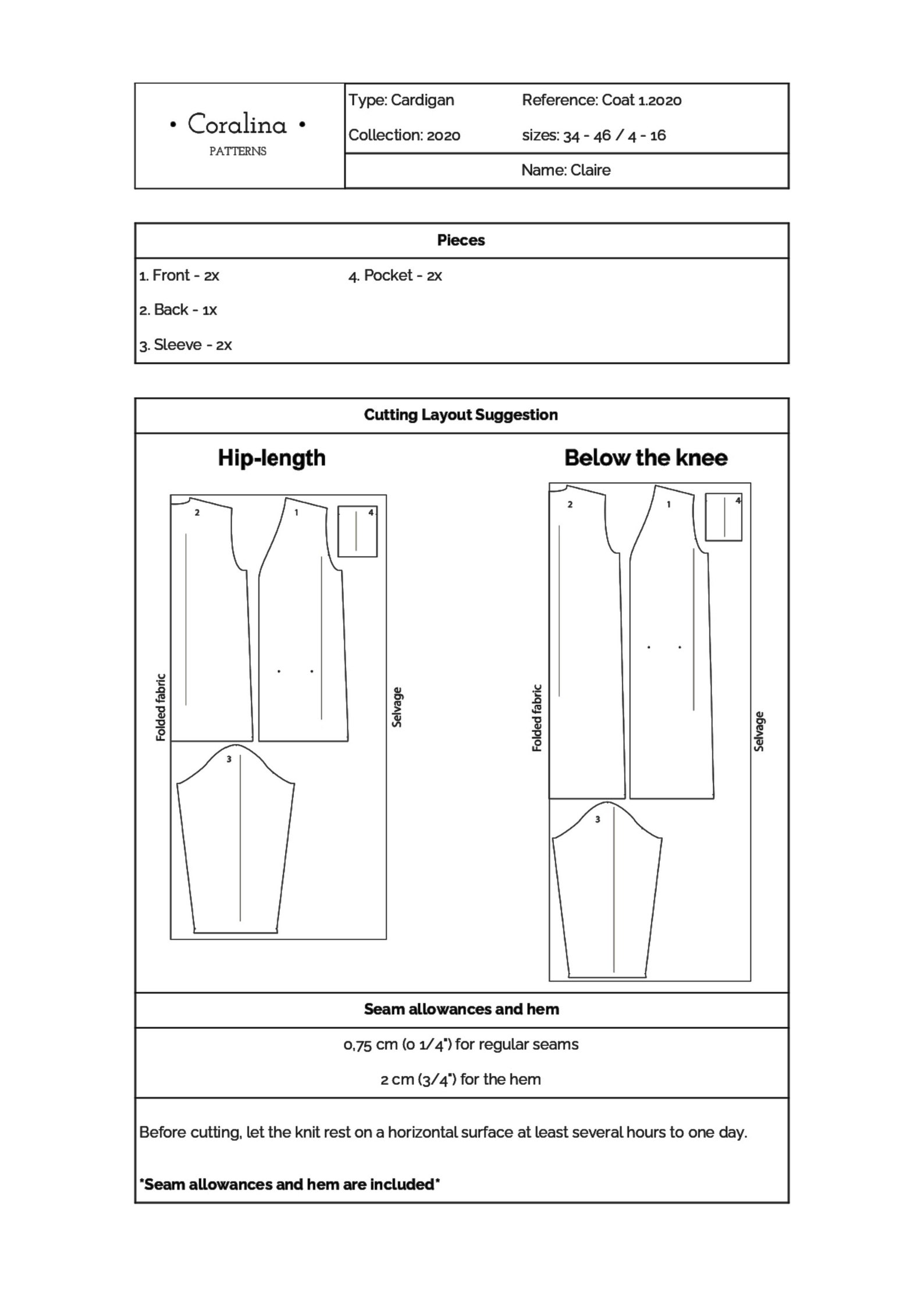 Maxi Cardigan PDF Sewing Pattern Sizes 4-16 EU 34-46 | Etsy
