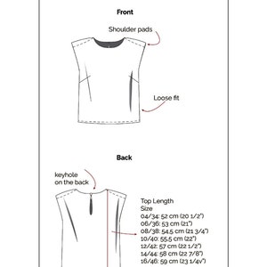 Shoulder Pad Shirt PDF Sewing Pattern | Sizes 4-16 (EU 34-46) | Instant ...