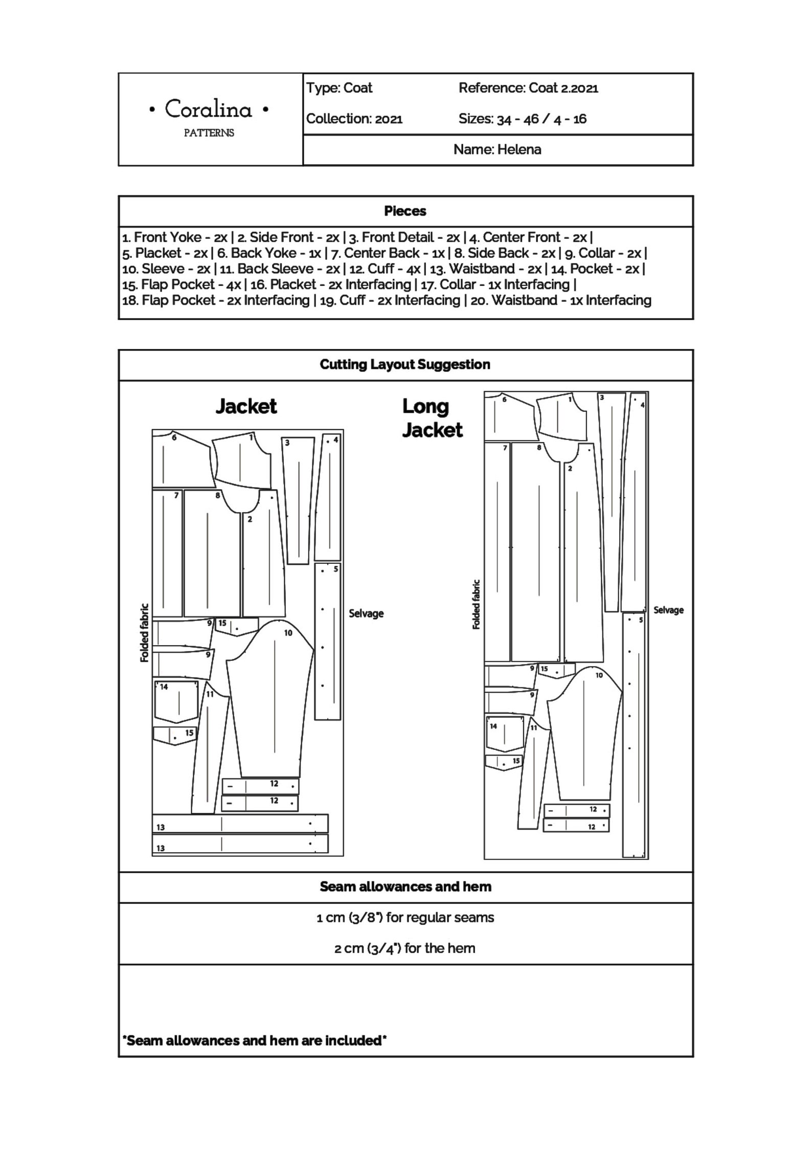 Denim Jacket PDF Sewing Pattern | Sizes 4-16 (EU 34-46) | Instant ...
