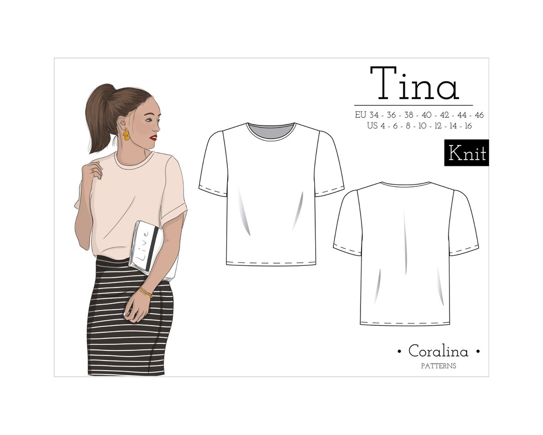 Loose Basic T-shirt PDF Sewing Pattern | Sizes 4-16 (EU 34-46 ...