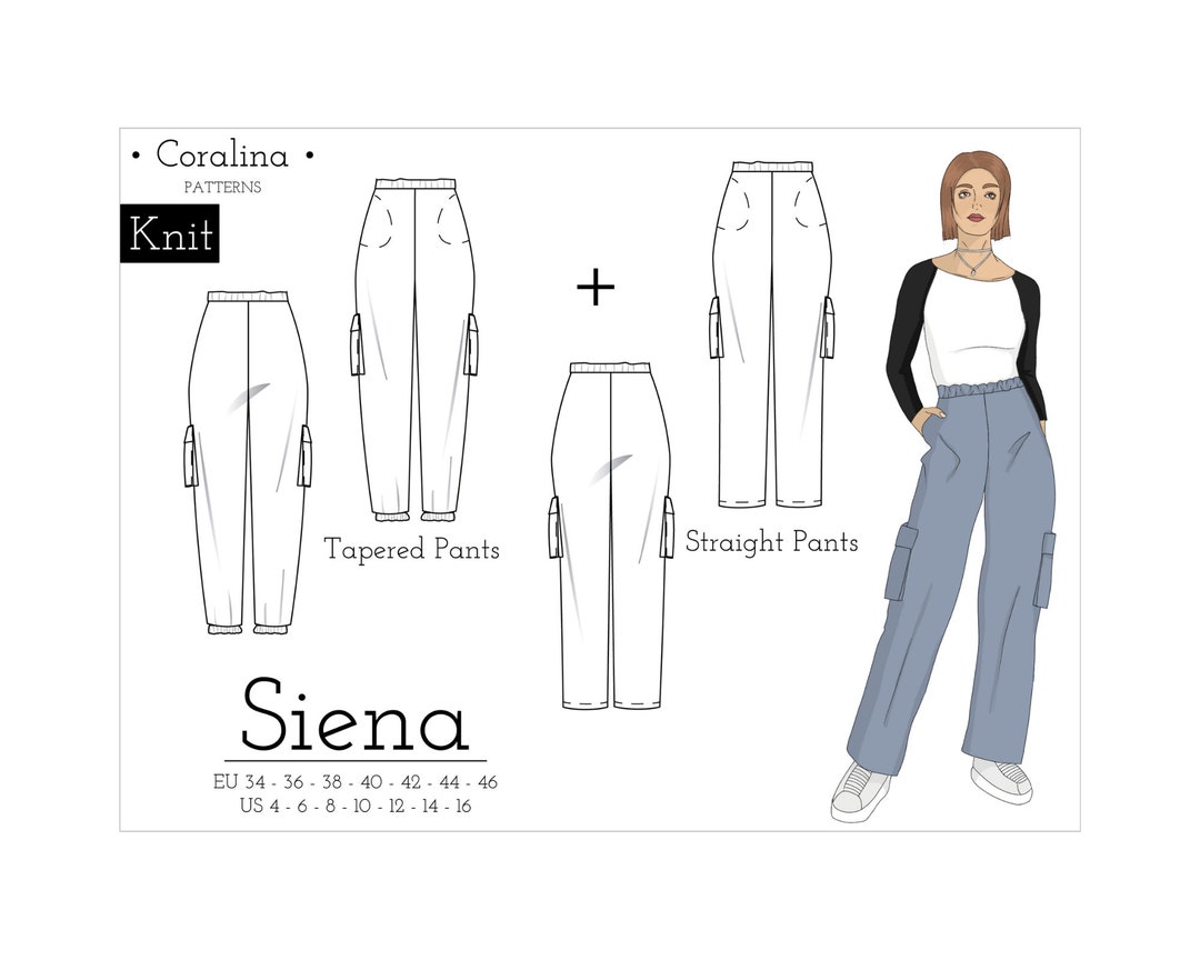 Cargo Sweatpants PDF Sewing Pattern | Simple Cargo Joggers | Sizes 4-16 ...