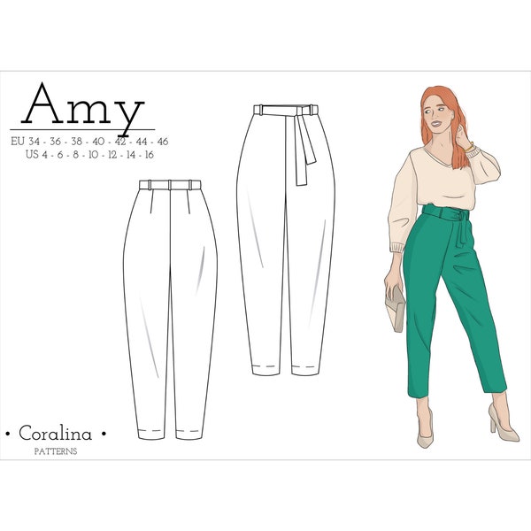 High Waisted Pants Pattern - Etsy