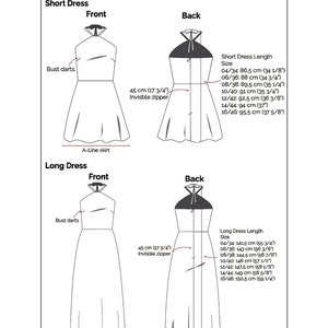 Halter Neck Dress PDF Sewing Pattern | Sizes 4-16 (EU 34-46) | Two ...
