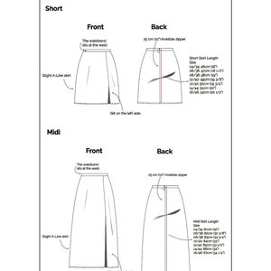 Side-slit Mini Skirt PDF Sewing Pattern | Sizes 4-16 (EU 34-46 ...