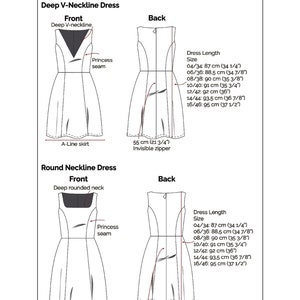 V-neck Mini Dress PDF Sewing Pattern | Round Neckline Dress Pattern ...