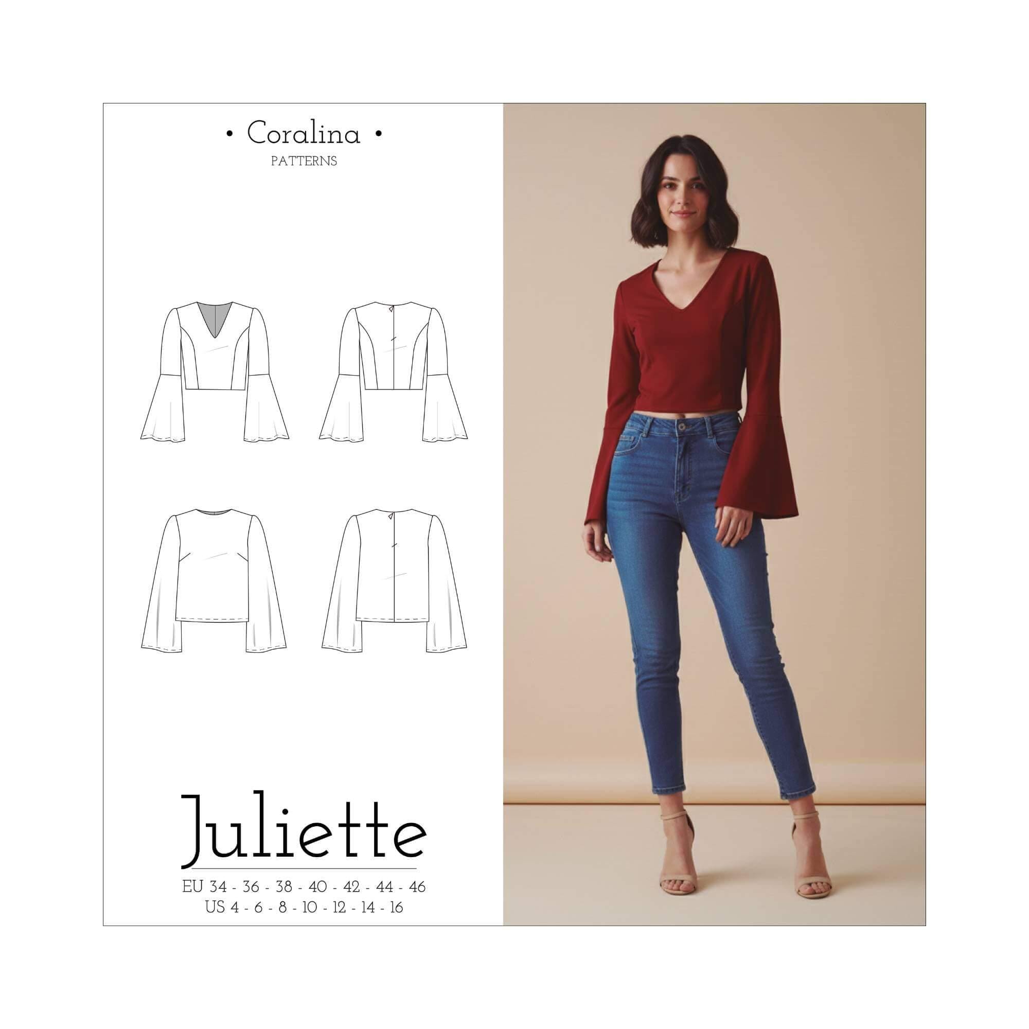 Trumpet Sleeve Top PDF Sewing Pattern | Bell Sleeve Blouse | Sizes 4-16 ...