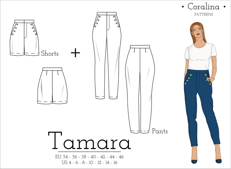Tapered Dress Pants PDF Sewing Pattern Trousers With Pockets - Etsy