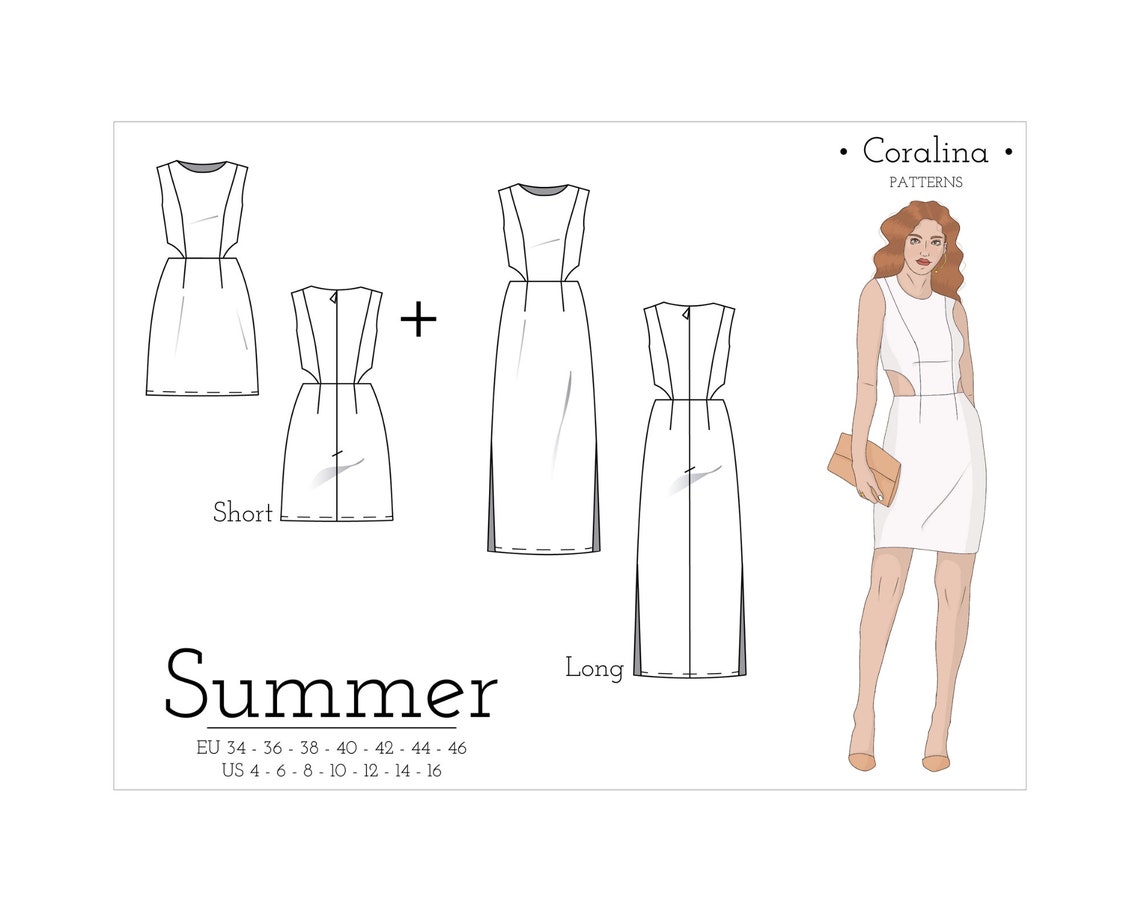 Cut Out Dress Sewing Pattern | Bodycon Style | Sizes 4-16 (EU 34-46 ...