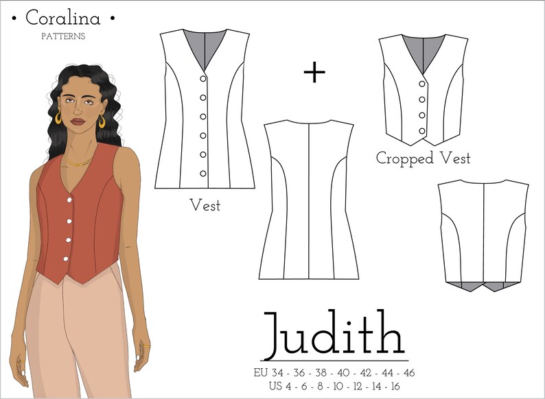 Basic Vest PDF Sewing Pattern Tailored Waistcoat Pattern - Etsy