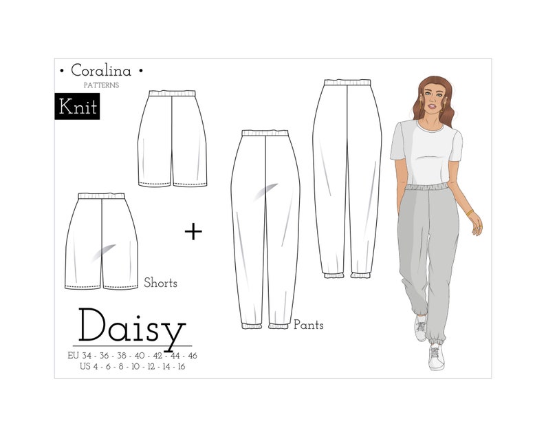 Sweatpants Sewing Pattern: Track Pants & Shorts, Sizes 4-16 US, 34-46 ...