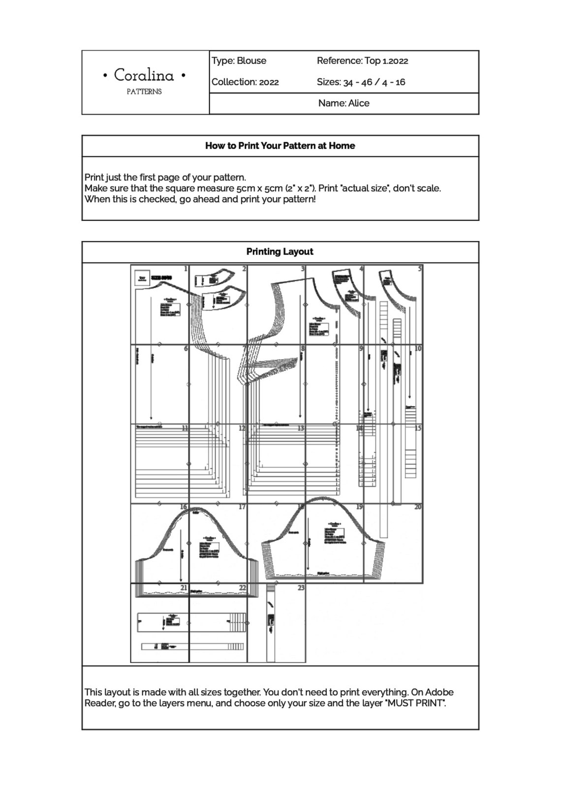 Button Front Top PDF Sewing Pattern Sizes 4-16 EU 34-46 - Etsy