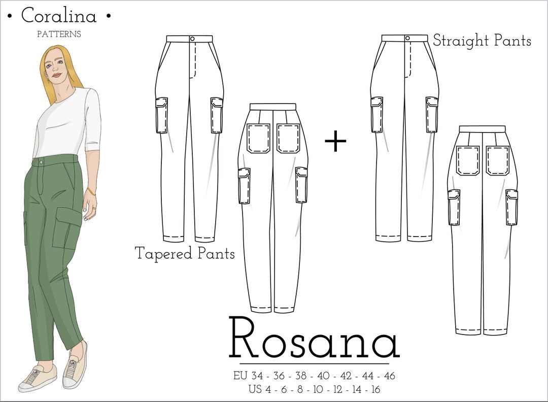 Cargo Pants PDF Sewing Pattern Two Style Options Sizes - Etsy