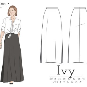 Oversized Shirt + A-line Skirt Pdf Sewing Patterns | Sizes 4-16 (EU 34 ...