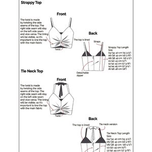 Twist Front Crop Top PDF Sewing Pattern | Sizes 4-16 (EU 34-46 ...