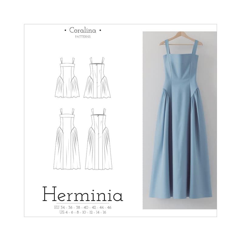 Side Gathered Dress PDF Sewing Pattern | Formal Gown Pattern | Two ...