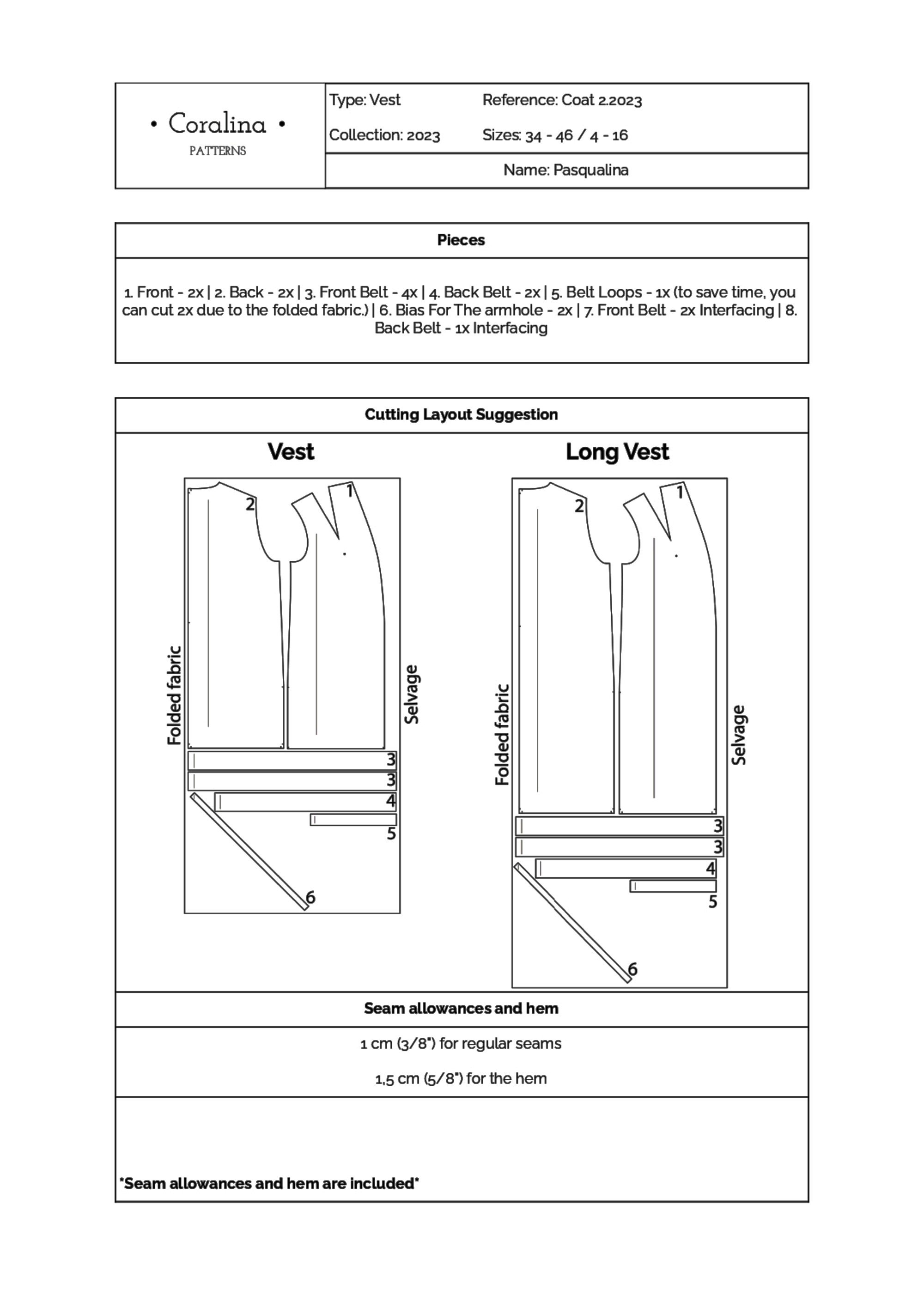Belted Long Vest PDF Sewing Pattern Easy Vest Pattern Two - Etsy Australia