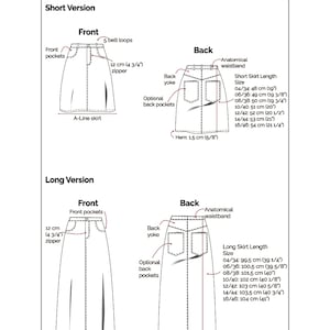 Long A-line Denim Skirt PDF Sewing Pattern | Sizes 4-16 (EU 34-46 ...