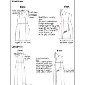 One Shoulder Dress PDF Sewing Pattern Sizes 4-16 EU 34-46 - Etsy