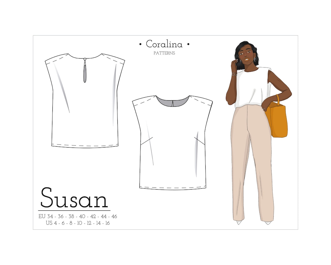 Shoulder Pad Shirt PDF Sewing Pattern | Sizes 4-16 (EU 34-46) | Instant ...