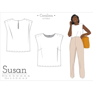 Shoulder Pad Shirt PDF Sewing Pattern | Sizes 4-16 (EU 34-46) | Instant ...