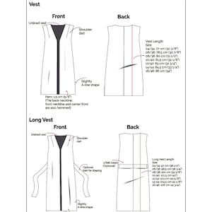 Belted Long Vest PDF Sewing Pattern | Easy Vest Pattern | Two Length ...