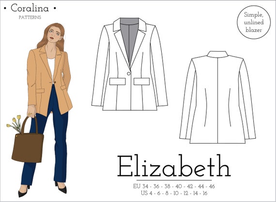 Unlined Blazer PDF Sewing Pattern Single-breasted Jacket - Etsy