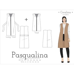 Belted Long Vest PDF Sewing Pattern | Easy Vest Pattern | Two Length ...