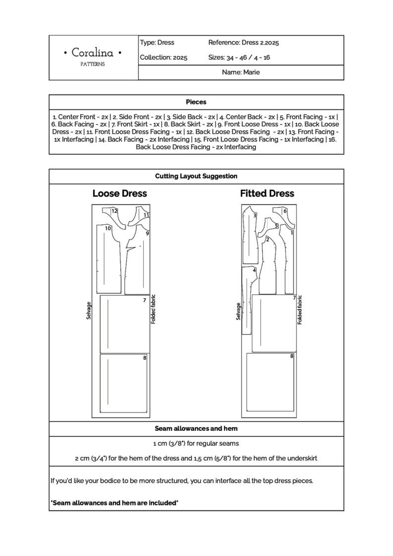 Long Dress With Sheer Skirt PDF Sewing Pattern | Sizes 4-16 (EU 34-46 ...