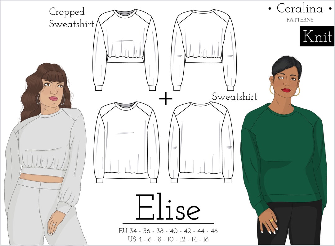 Basic Sweatshirt PDF Sewing Pattern Sizes 4-16 EU 34-46 - Etsy