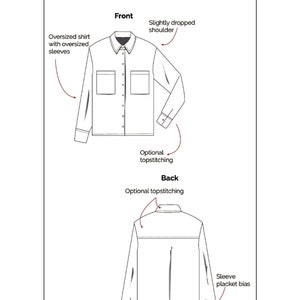 Oversized Shirt With Long Sleeves PDF Sewing Pattern | Sizes 4-16 (EU ...