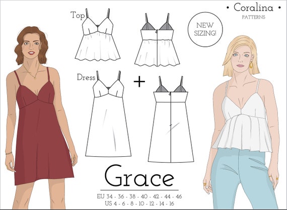 Thin Strap Top PDF Sewing Pattern Thin Strap A-line Dress - Etsy