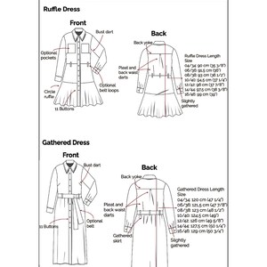 Button-down Shirt Dress Sewing Pattern: Sizes 4-16 US, 34-46 EU (PDF ...