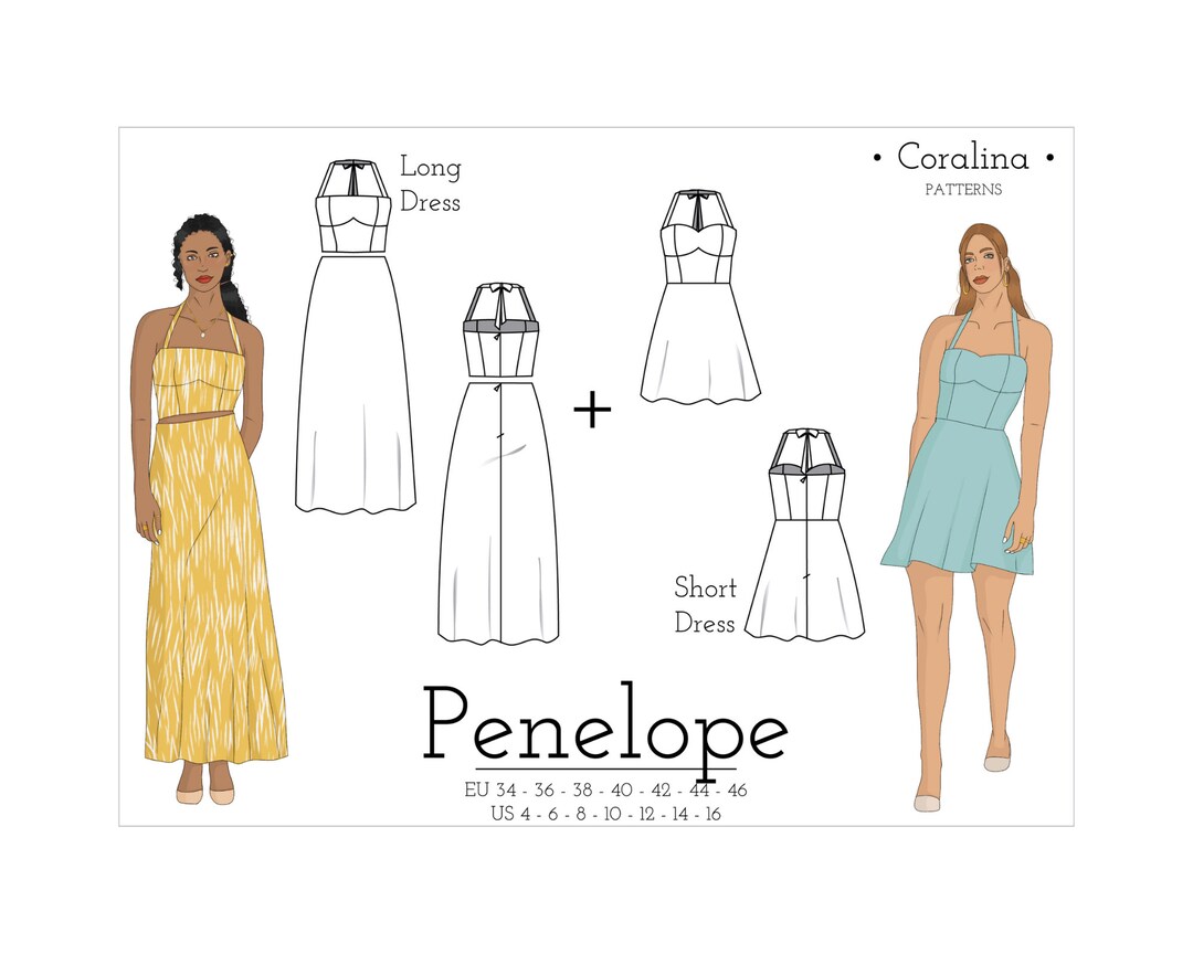 Two-piece Halter Dress PDF Sewing Pattern | Cool Summer Dress Pattern ...