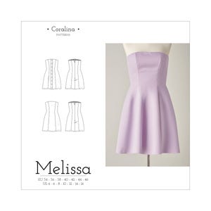 Strapless Mini Dress PDF Sewing Pattern | Button Down Dress Pattern ...