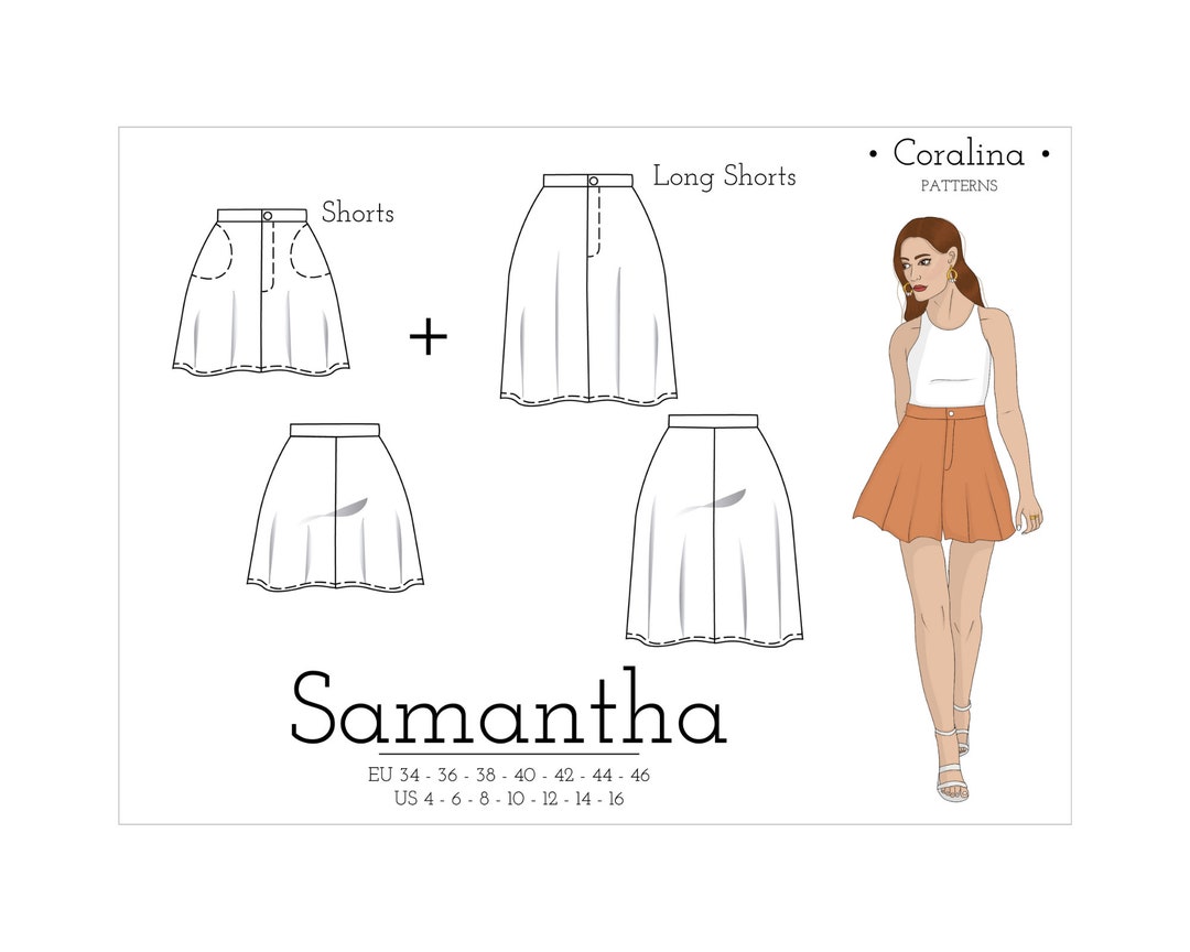 Flared Shorts With Optional Inseam Pockets PDF Sewing Pattern | Sizes 4 ...