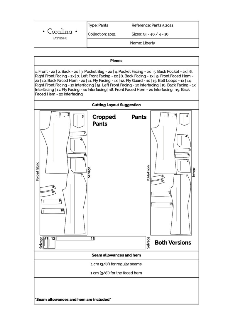 High-rise Flare Pants Sewing Pattern | Bell Bottom Trousers | Sizes 4 ...