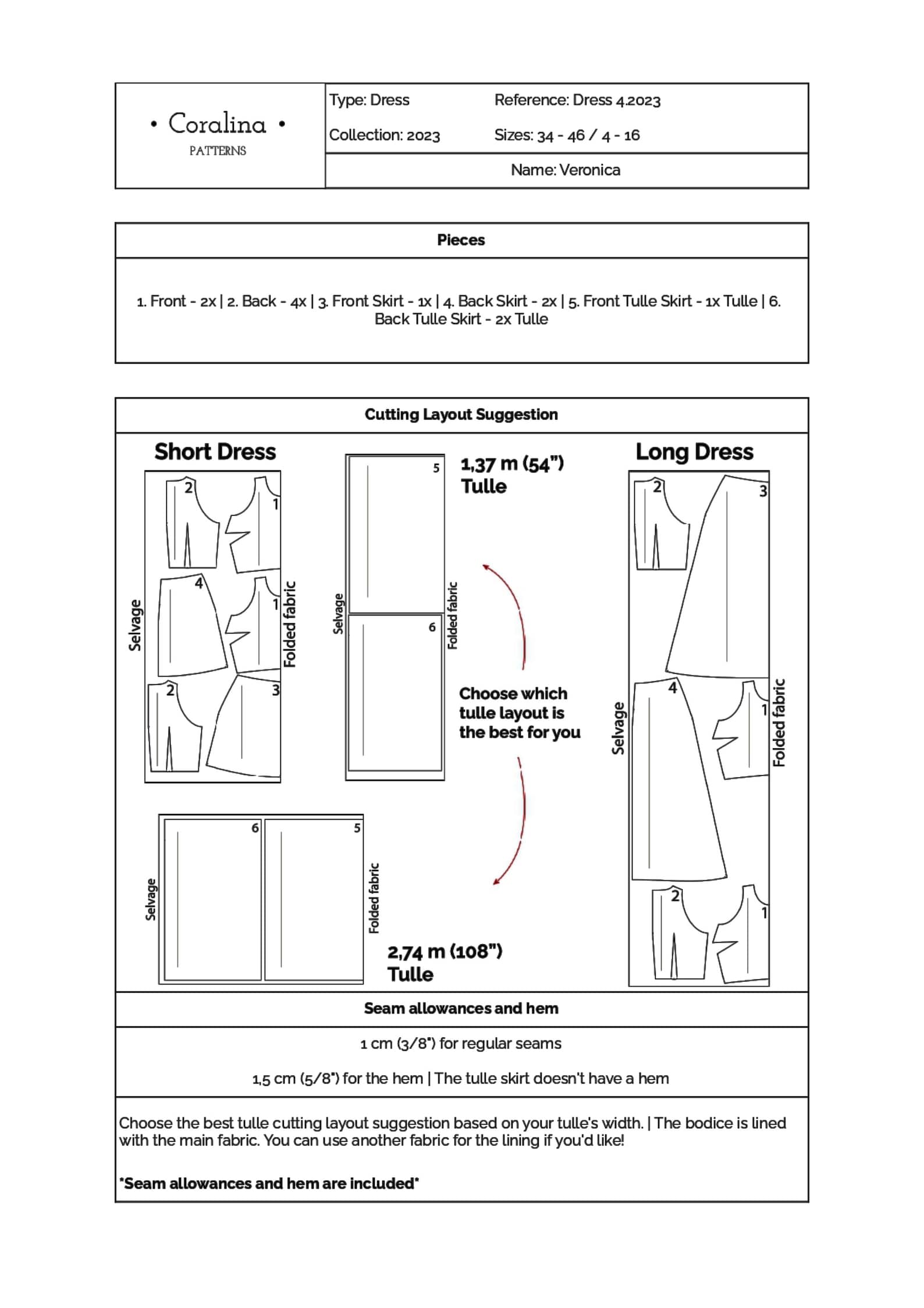 Sleeveless Tulle Dress PDF Sewing Pattern | Formal Dress Pattern | Two ...