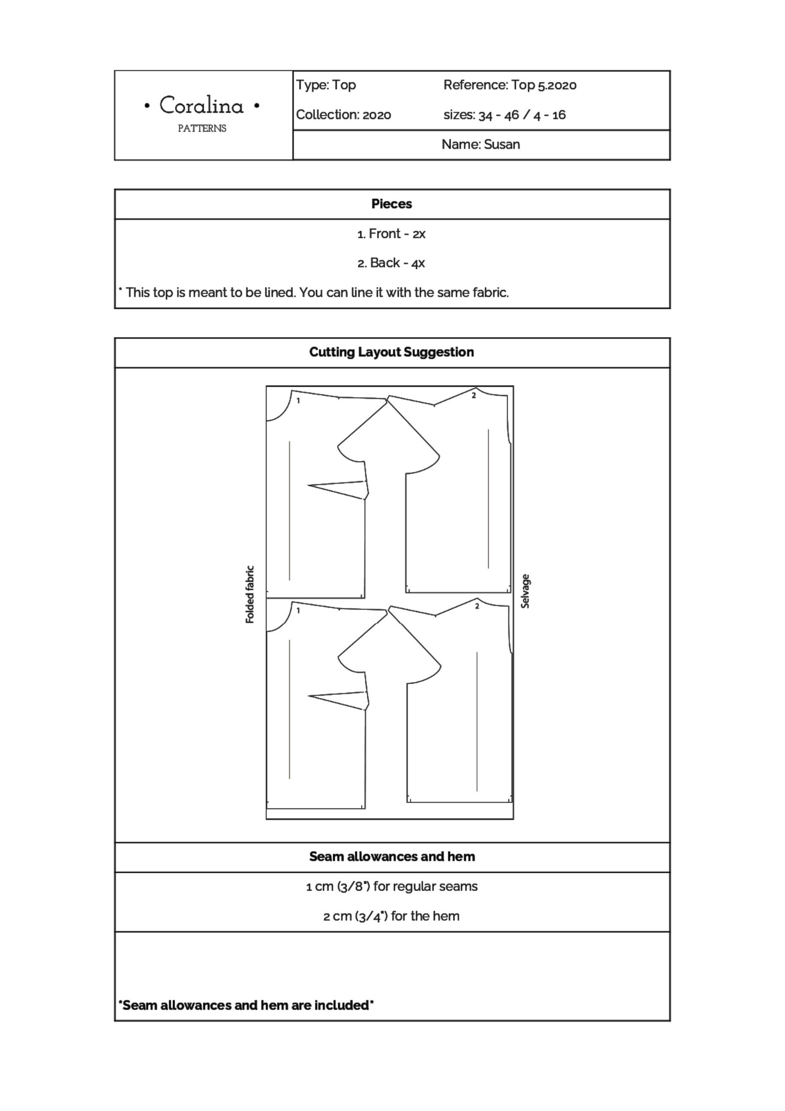 Shoulder Pad Shirt PDF Sewing Pattern | Sizes 4-16 (EU 34-46) | Instant ...