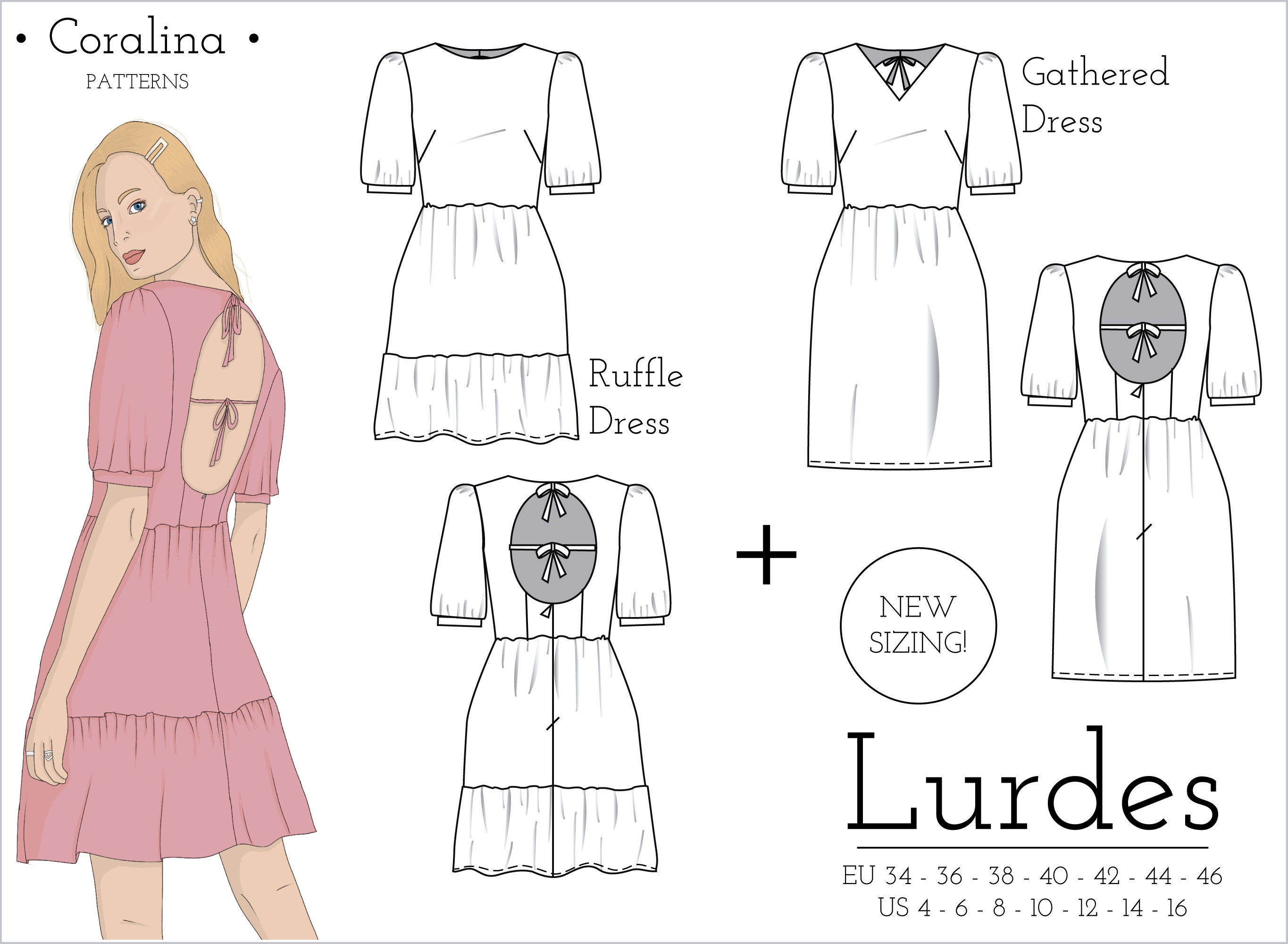 Open Back Tiered Dress PDF Sewing Pattern Sizes 4-16 EU | Etsy